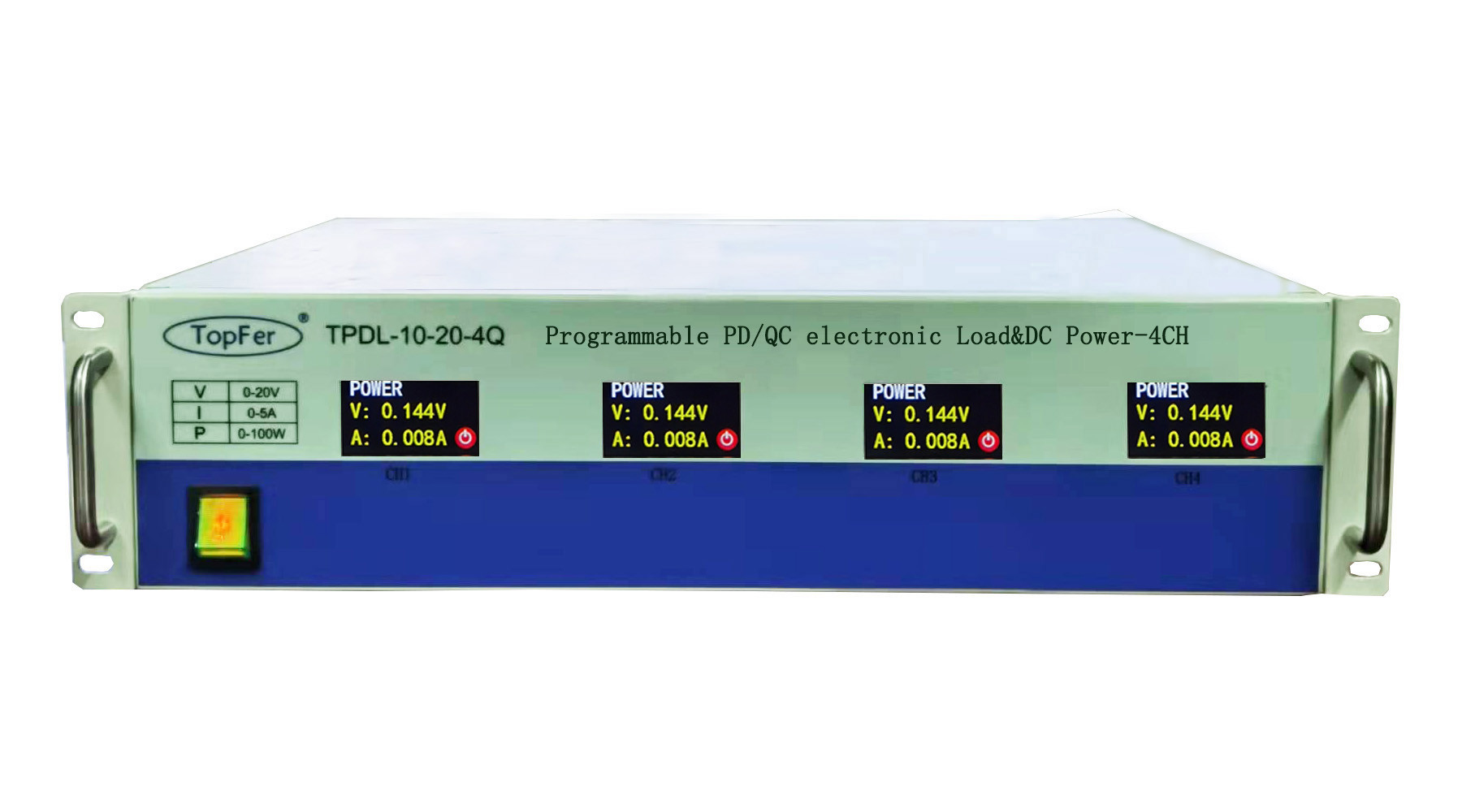300w PD Protocol Programmable Electronic Adjustable DC Load 4CH